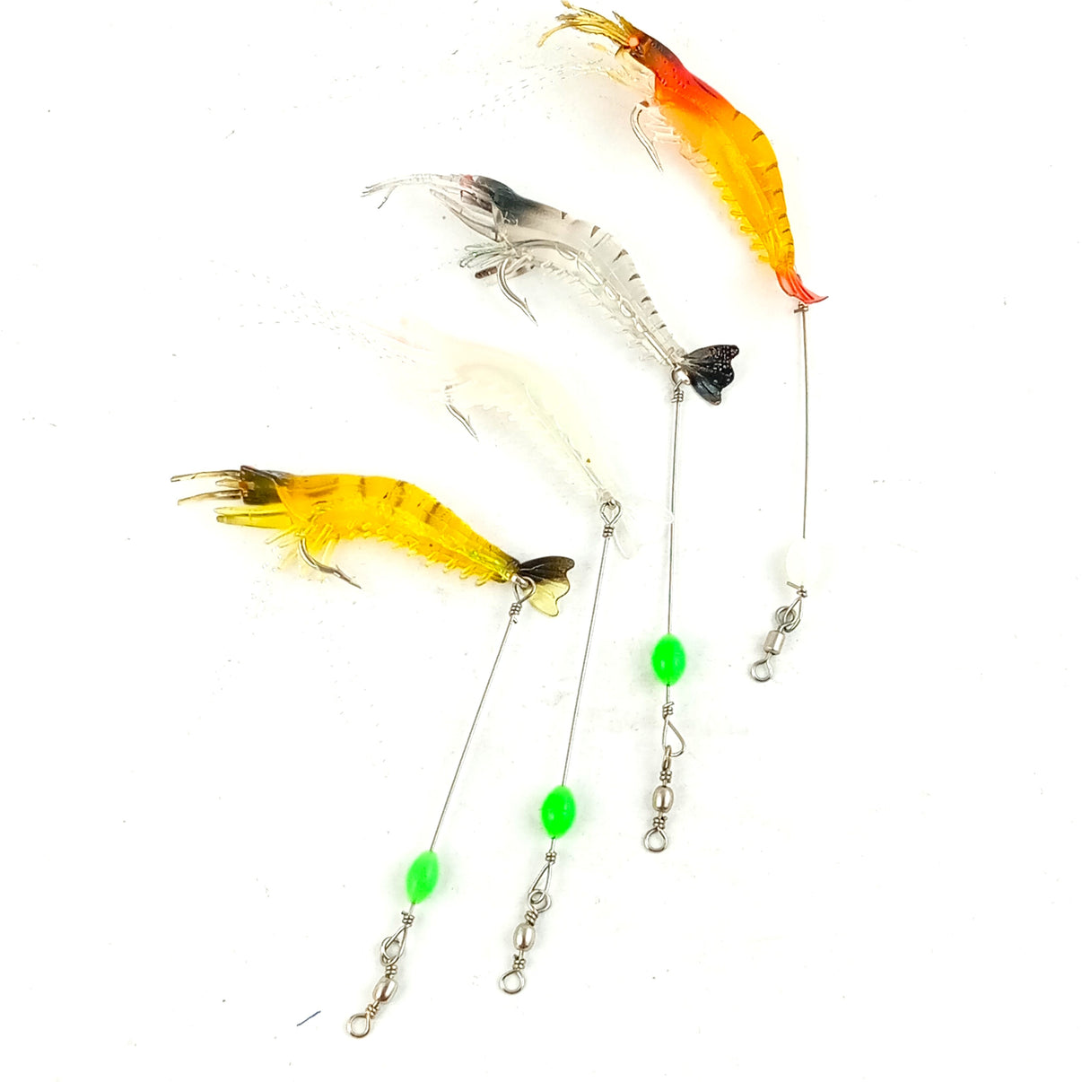 Generic Rubber Shrimp Lure With Hook Wire Trace Glow Beads & Swivel ...
